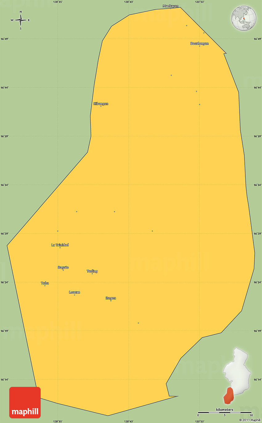 Savanna Style Simple Map of Benguet, cropped outside