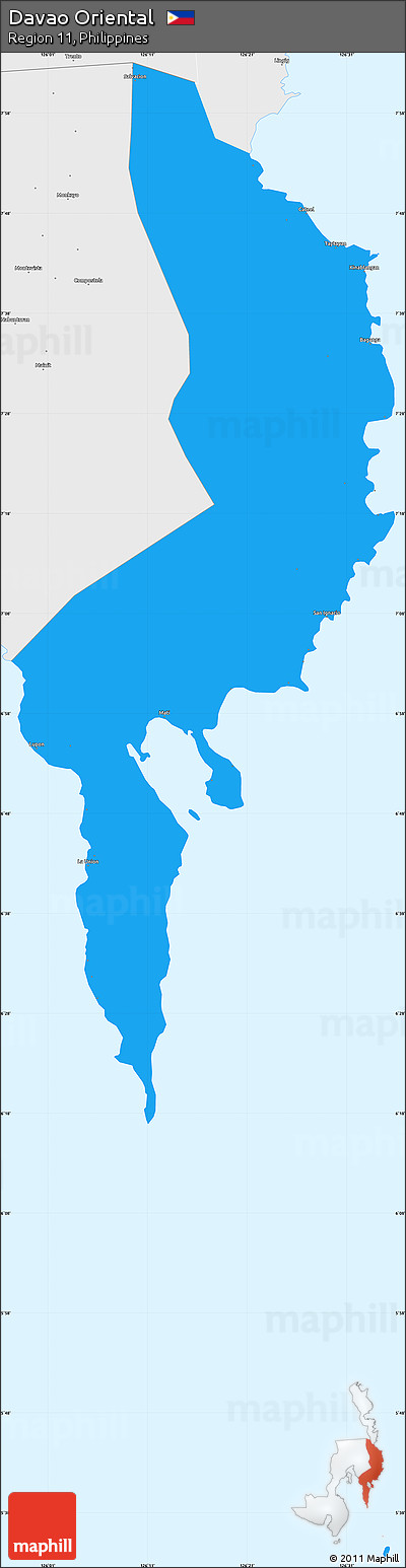 Free Political Simple Map of Davao Oriental, single color outside, borders and labels
