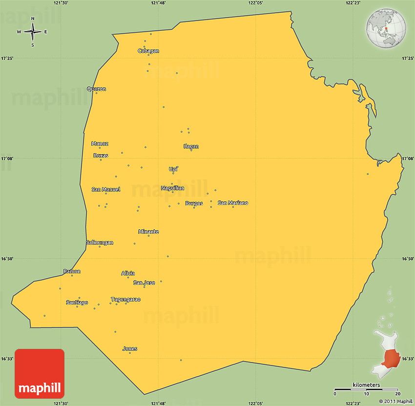 Savanna Style Simple Map of Isabela, cropped outside