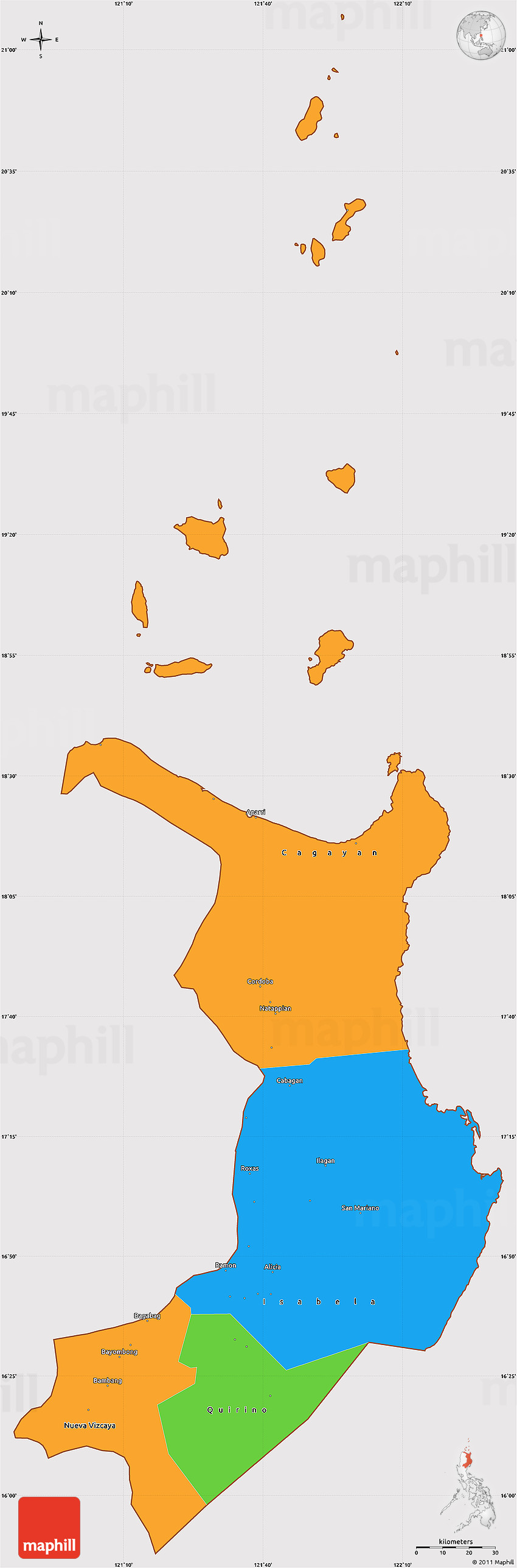 Political Simple Map of Region 2, cropped outside