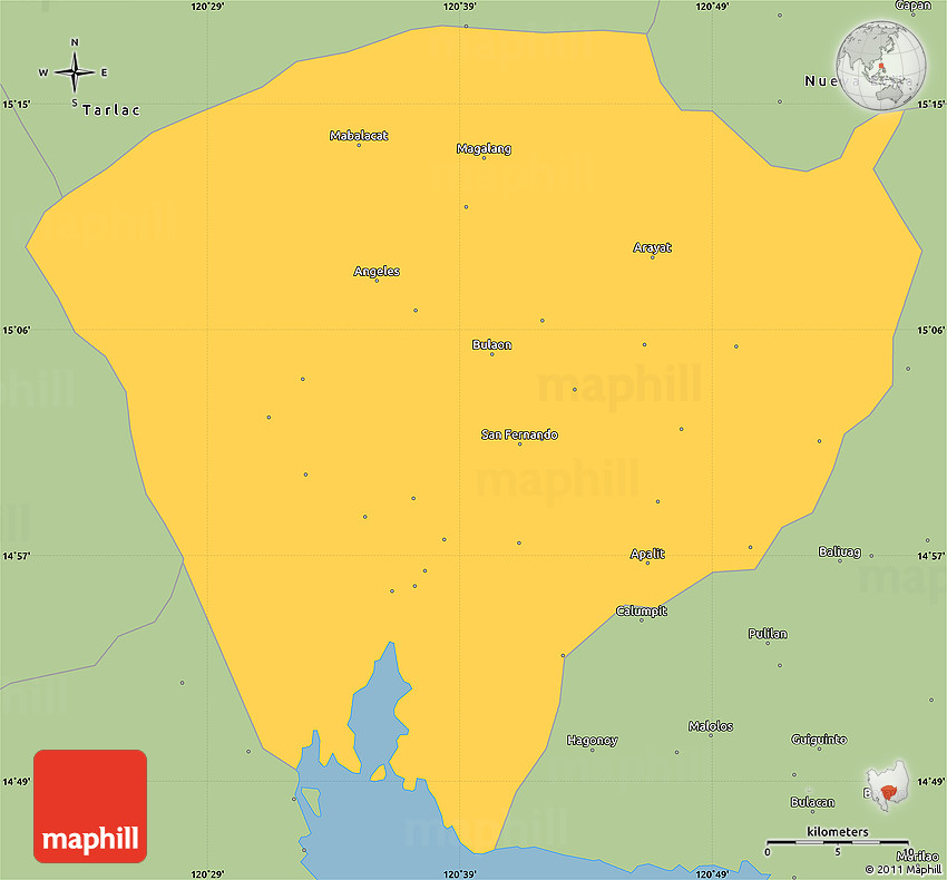 Savanna Style Simple Map of Pampanga