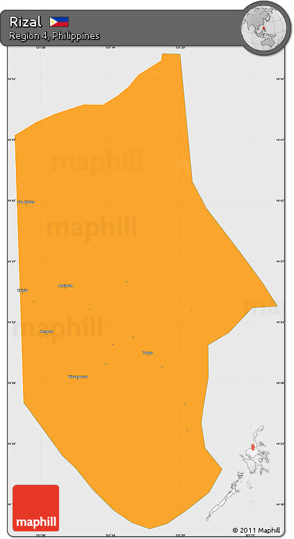 Free Political Simple Map of Rizal, single color outside