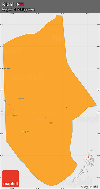 Free Political Simple Map of Rizal, single color outside