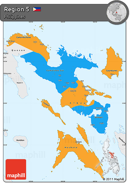 Free Political Simple Map of Region 5, single color outside, borders and labels