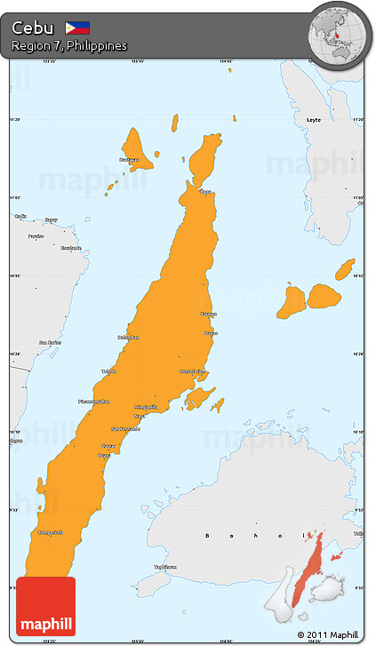 Free Political Simple Map of Cebu, single color outside, borders and labels