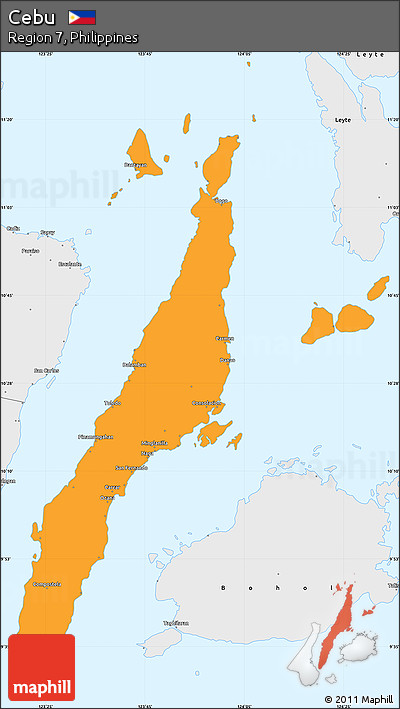 Free Political Simple Map of Cebu, single color outside, borders and labels