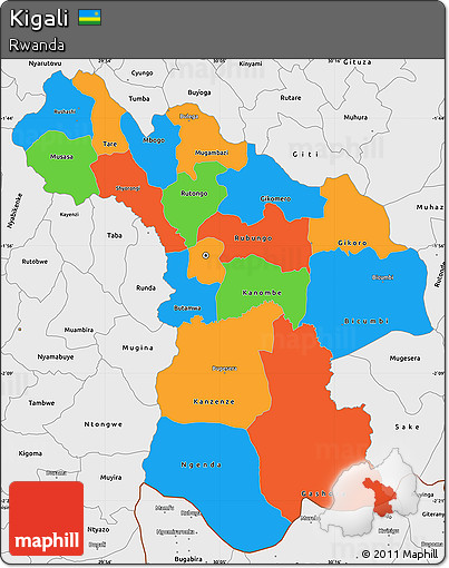 Free Political Simple Map of Kigali, single color outside, borders and labels