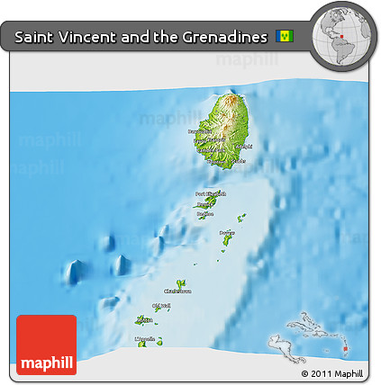 Free Physical 3D Map of Saint Vincent and the Grenadines
