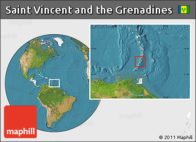 Free Satellite Location Map of Saint Vincent and the Grenadines ...
