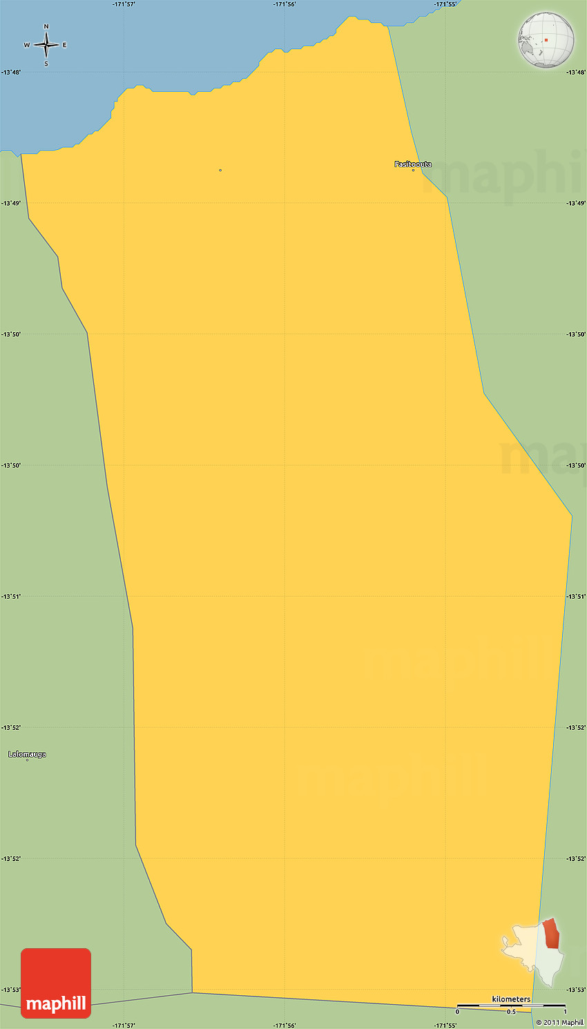 Savanna Style Simple Map of Aana Alofi I