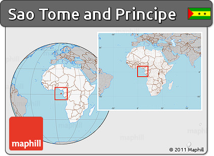 Free Gray Location Map of Sao Tome and Principe, highlighted continent ...