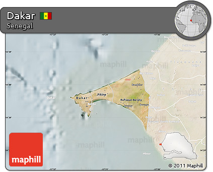 Free Satellite Map of Dakar, lighten