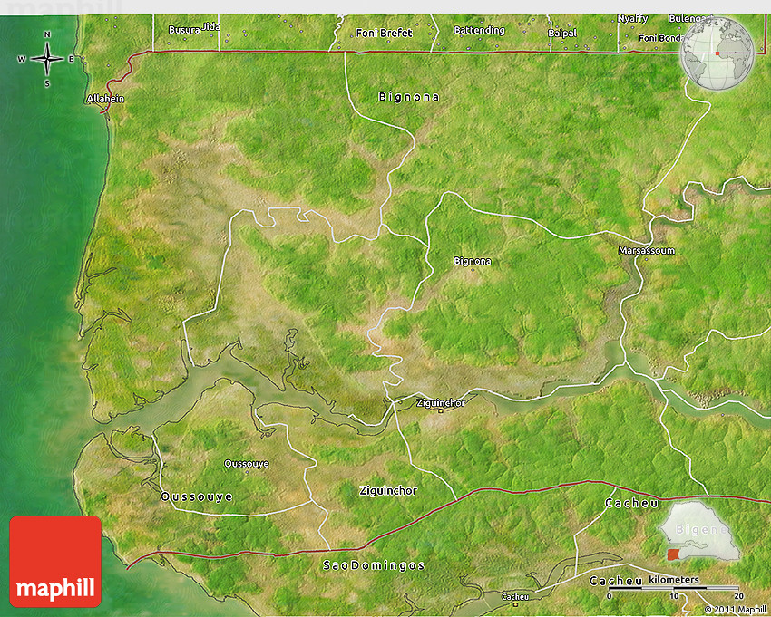 Satellite 3D Map of Ziguinchor