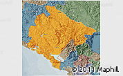 Political 3D Map of Crna Gora