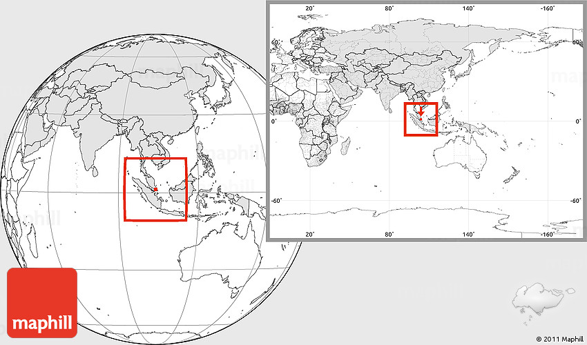Blank Location Map of Singapore, highlighted continent, within the ...