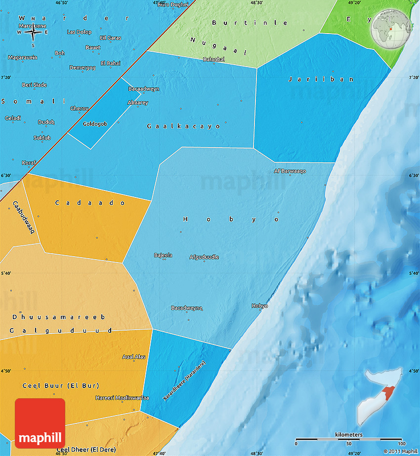 Political Shades Map of Mudug