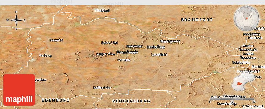 Satellite Panoramic Map of BLOEMFONTEIN