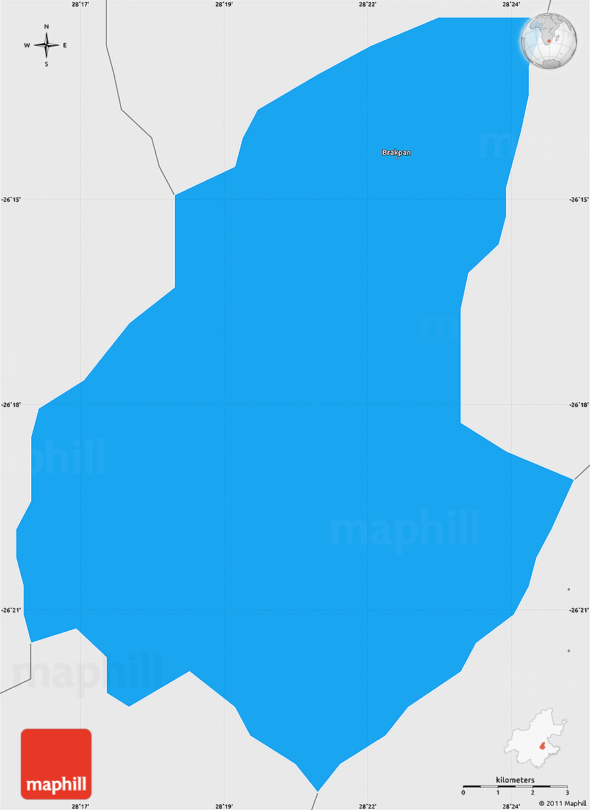 Political Simple Map of BRAKPAN, single color outside, borders and labels