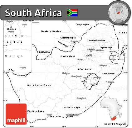 Free Blank Simple Map of South Africa