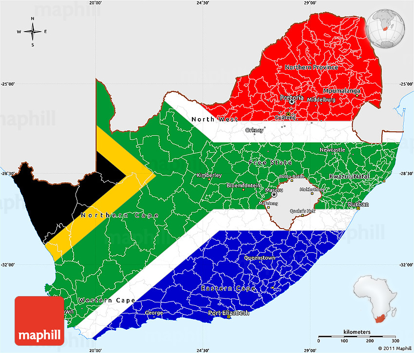 Free Political Map Of South Africa Single Color Outside