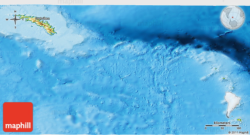 Physical 3D Map of South Georgia and the South Sandwich Islands