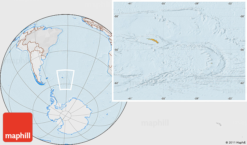 Political Location Map of South Georgia and the South Sandwich Islands ...