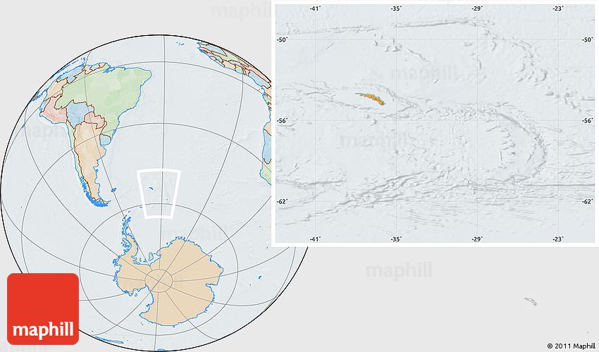 Political Location Map of South Georgia and the South Sandwich Islands ...