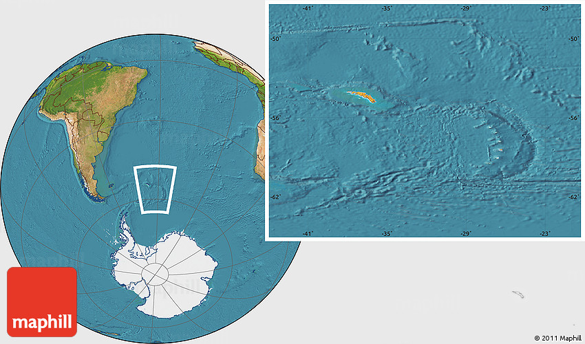 Political Location Map of South Georgia and the South Sandwich Islands ...