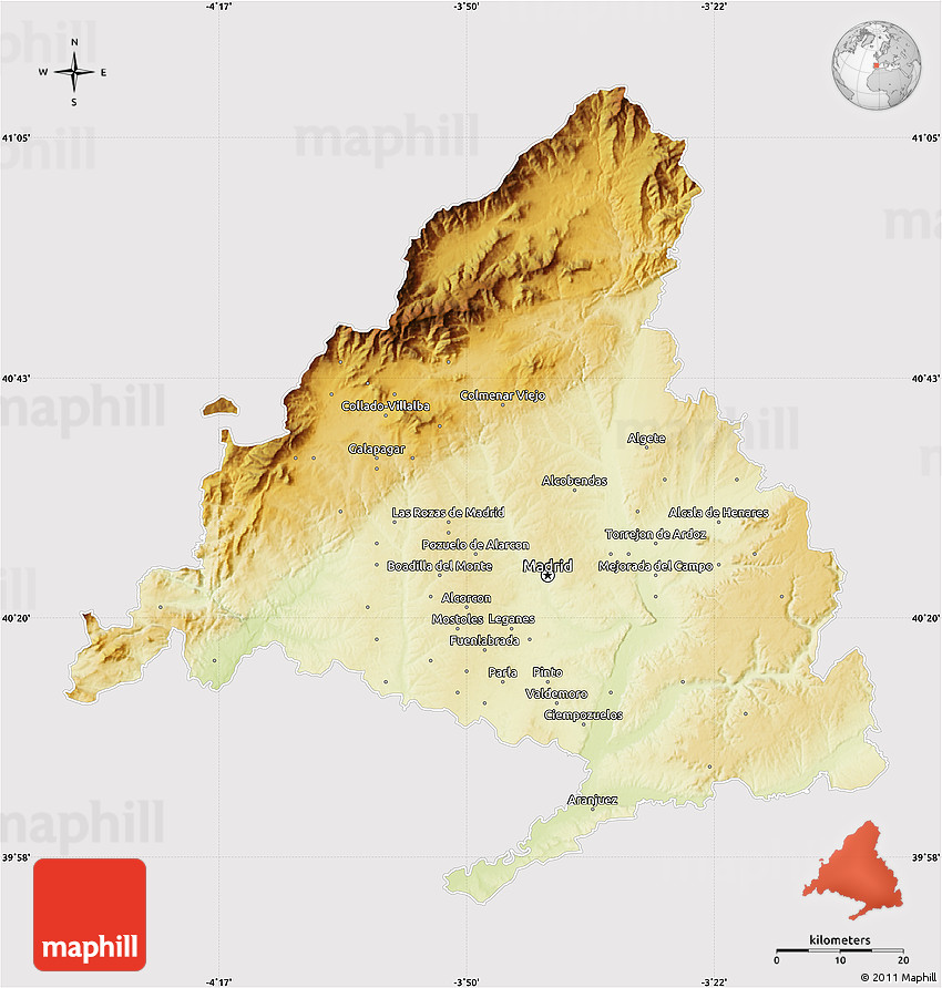 Physical Map Of Madrid Index Of /maps Of Spain/madrid
