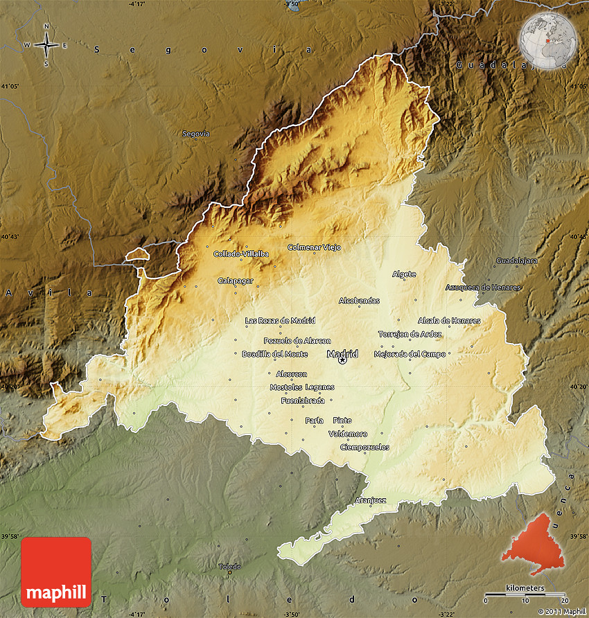 Physical Map Of Madrid La Moncloa. Geography Of Spain [Geography]
