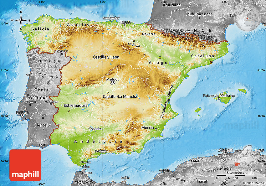 Physical Map Of Spain Desaturated Land Only physical-map-of-spain-desaturated-land-only