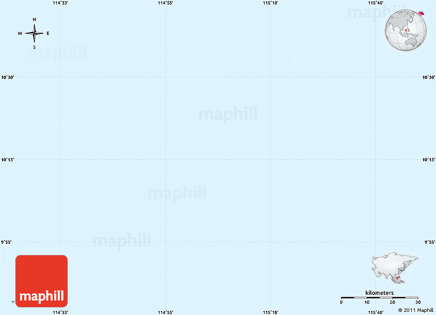 Flag Simple Map of Spratly Islands, single color outside, borders and labels, flag centered