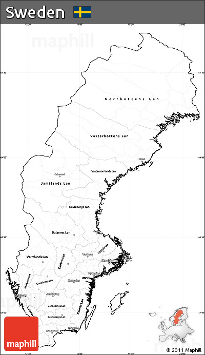 Free Blank Simple Map of Sweden, cropped outside