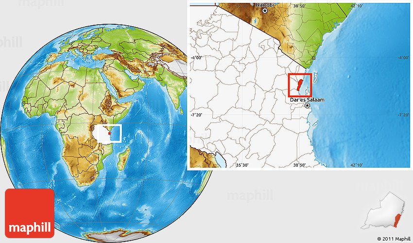 Physical Location Map of Pangani, highlighted country Physical Location Map of Pangani, highlighted country