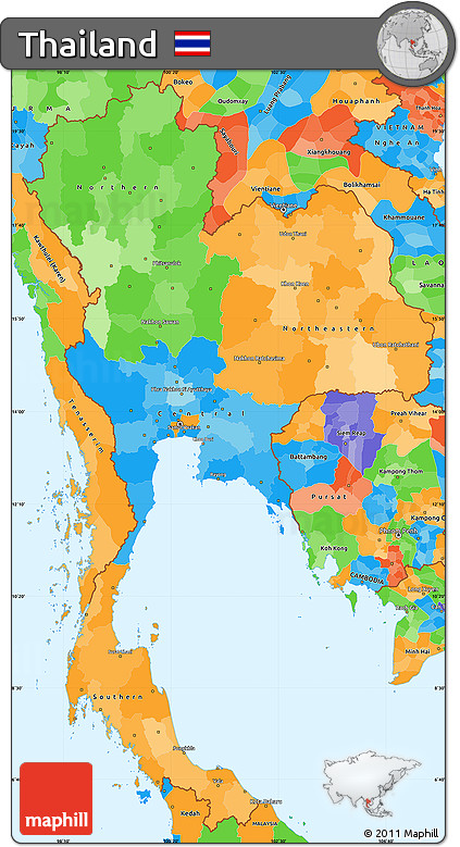 Free Political Simple Map of Thailand