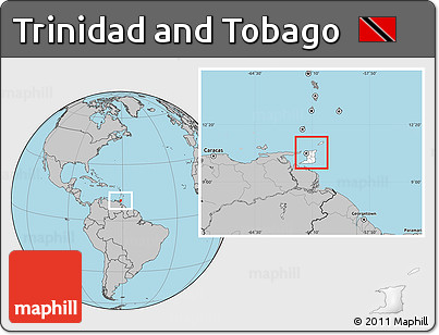 Free Blank Location Map of Trinidad and Tobago, gray outside