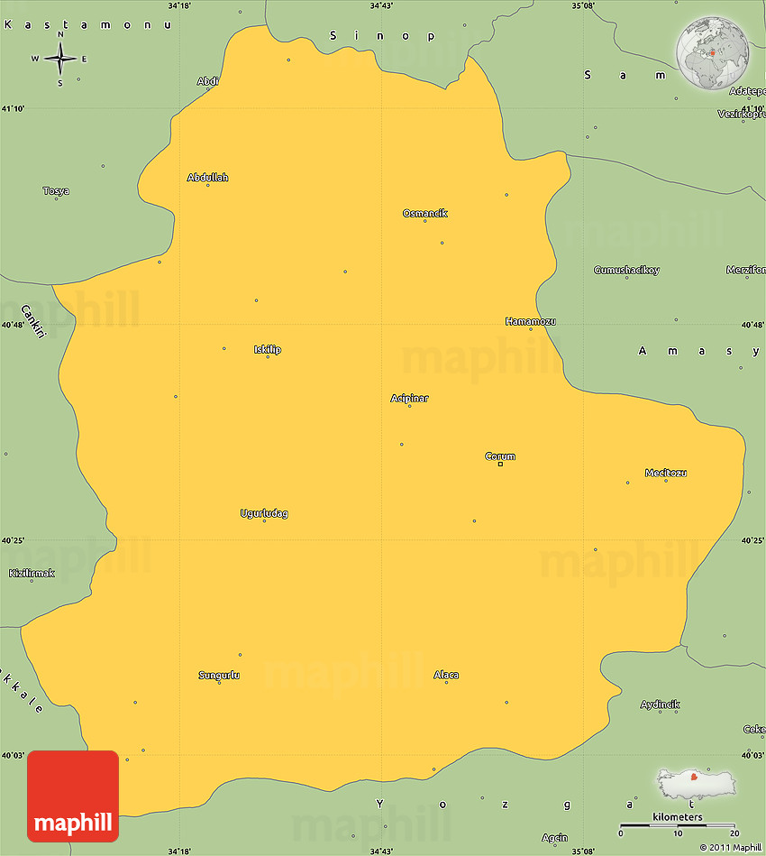 Savanna Style Simple Map of Corum
