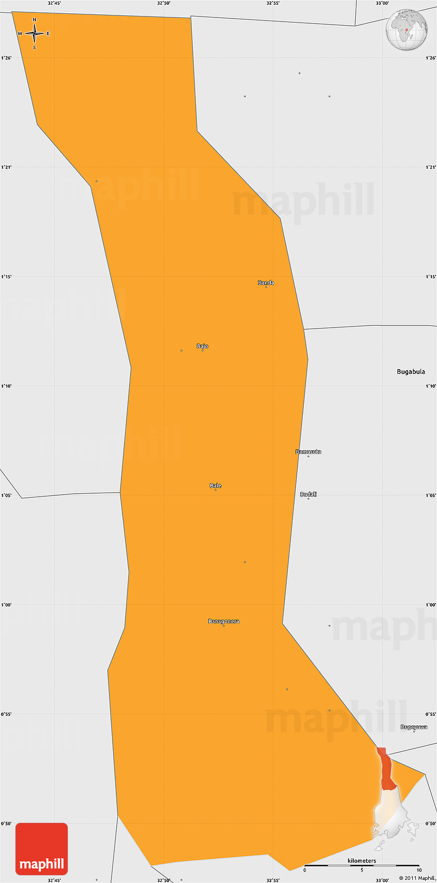 Political Simple Map of Bbaale, single color outside, borders and labels