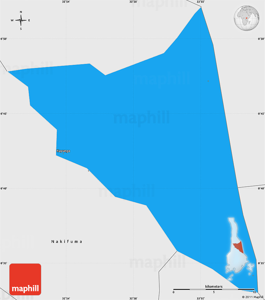 Political Simple Map of Ntenjeru, single color outside, borders and labels