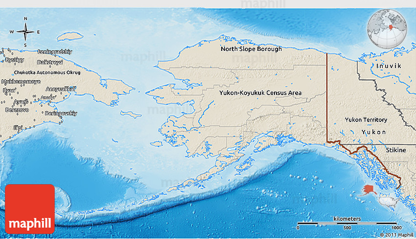Shaded Relief 3D Map of Alaska