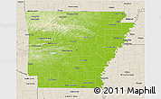 Physical 3D Map of Arkansas, shaded relief outside