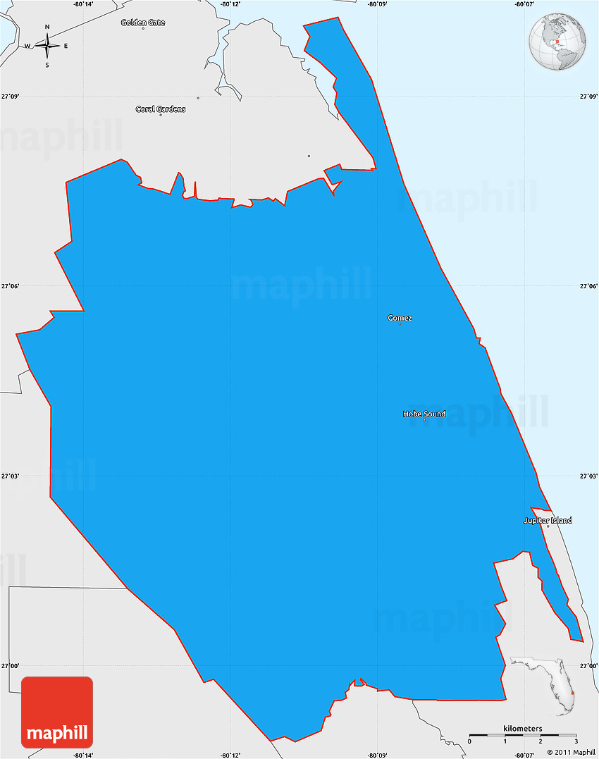 Political Simple Map of ZIP Code 33455, single color outside, borders and labels