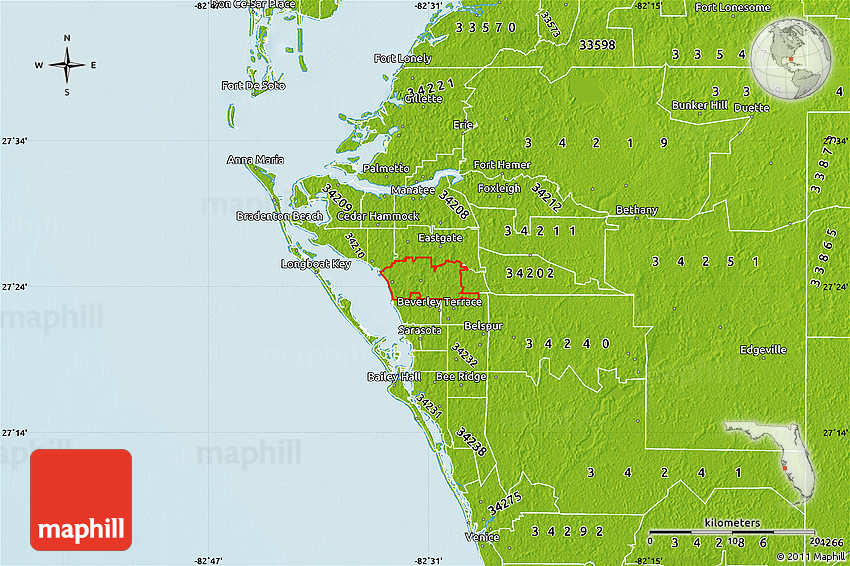 Physical Map Of Zip Code 34243