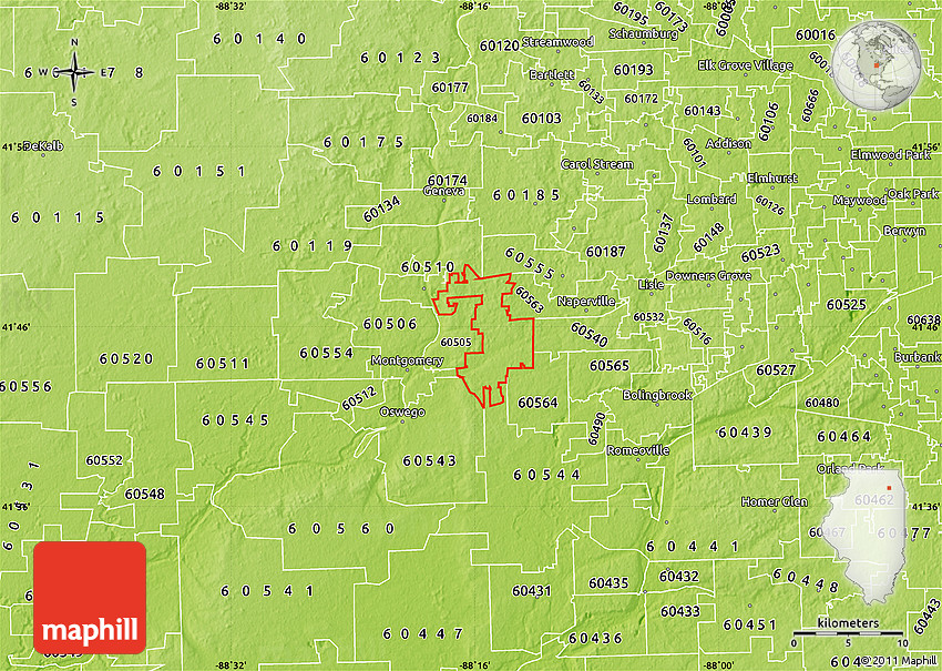 Physical Map Of ZIP Code 60504 physical-map-of-zip-code-60504
