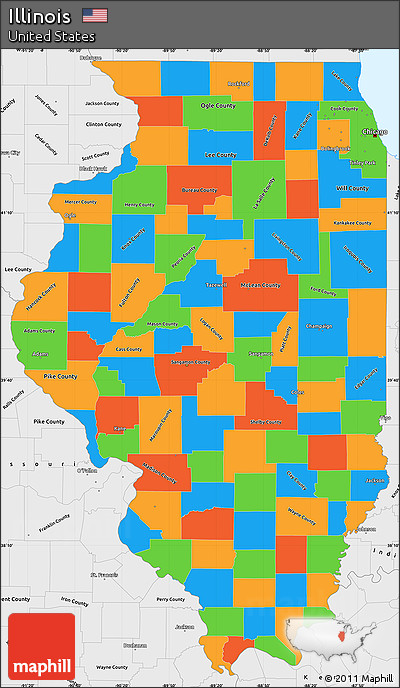 Free Political Simple Map of Illinois, single color outside, borders ...