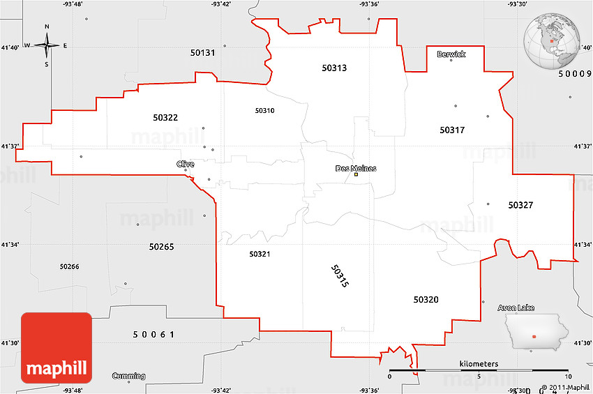 Silver Style Simple Map Of ZIP Codes Starting With 503
