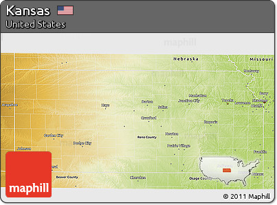 Free Physical 3D Map of Kansas