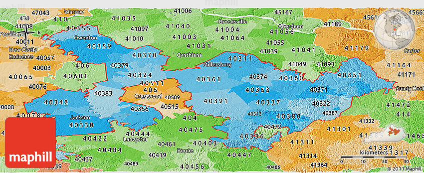 Political Shades Panoramic Map Of ZIP Codes Starting With 403