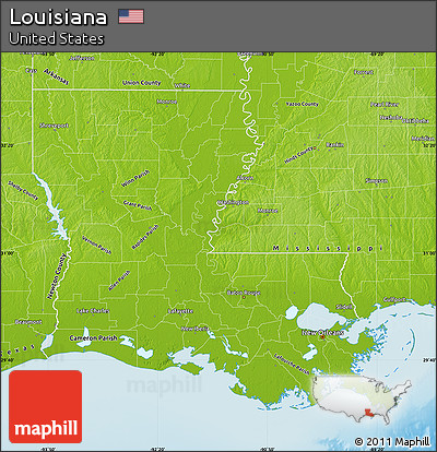 Free Physical Map of Louisiana