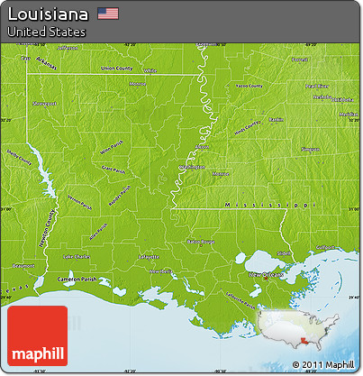 Free Physical Map of Louisiana